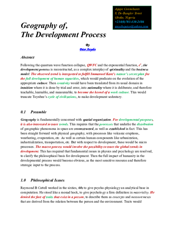 (PDF) Geography of, The Development Process