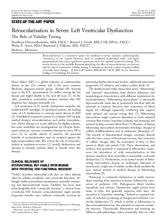(PDF) Revascularization in Severe Left Ventricular Dysfunction