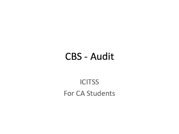 (PDF) CBS -Audit ICITSS For CA Students