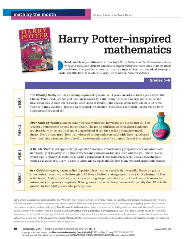 (PDF) Harry Potter-inspired Mathematics