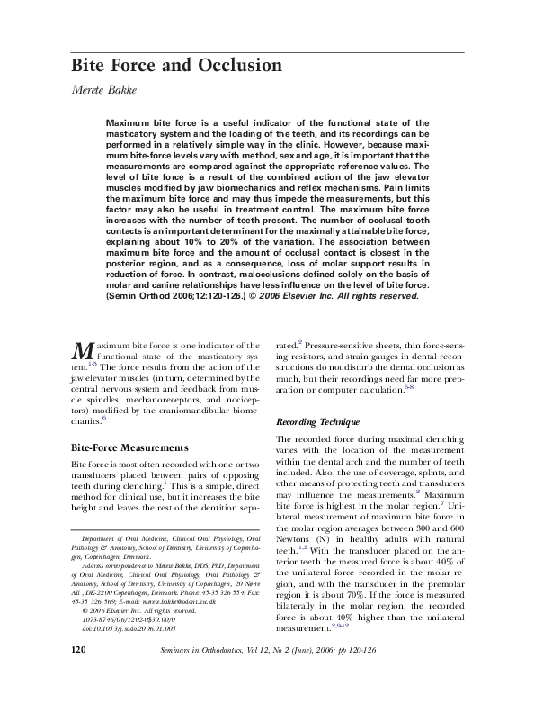 (PDF) Bite Force and Occlusion