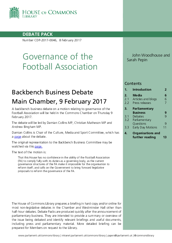 (PDF) Governance of the Football Association