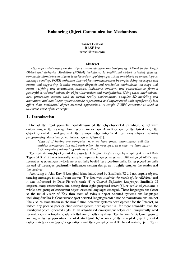 (PDF) Enhancing Object Communication Mechanisms