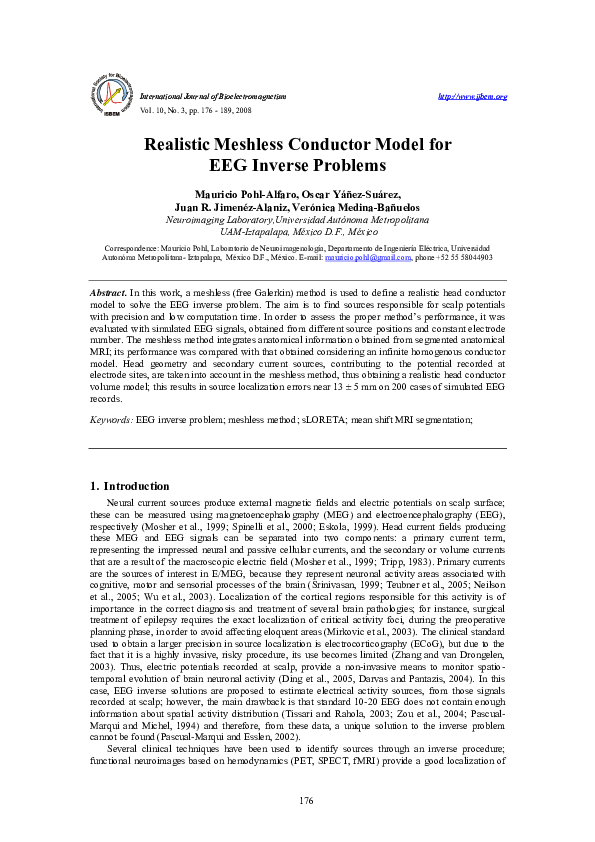 (PDF) Evaluation of inverse methods and head models for EEG source localization using a human ...