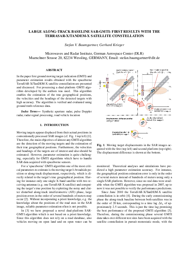 (PDF) Large along-track baseline SAR-GMTI: First results with the ...