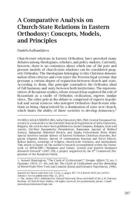 (PDF) А Comparative Analysis on Church-State Relations in Eastern ...