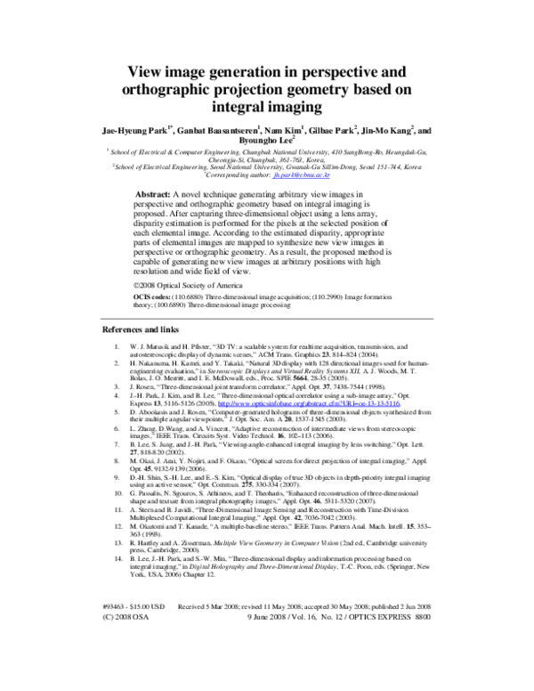 Pdf View Image Generation In Perspective And Orthographic Projection Geometry Based On