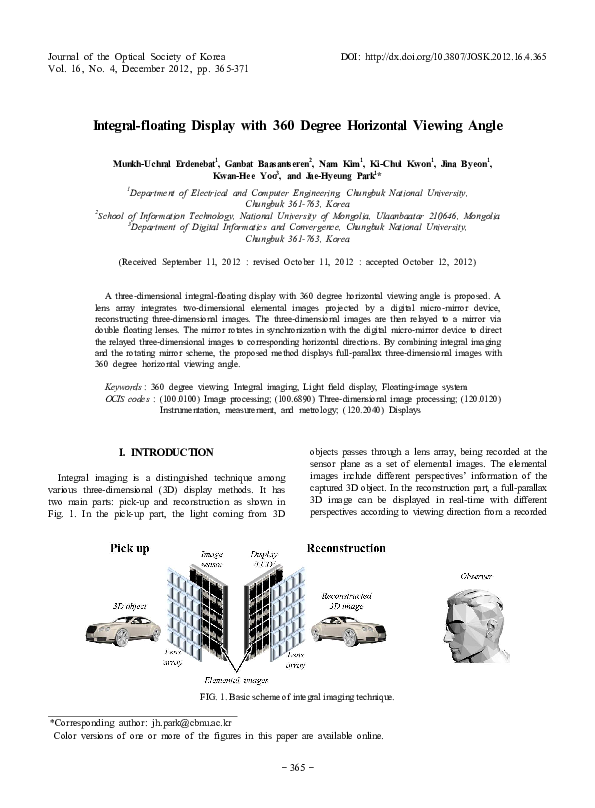Pdf Integral Floating Display With 360 Degree Horizontal Viewing Angle