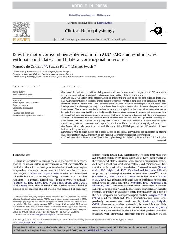 (PDF) Does the motor cortex influence denervation in ALS? EMG studies ...