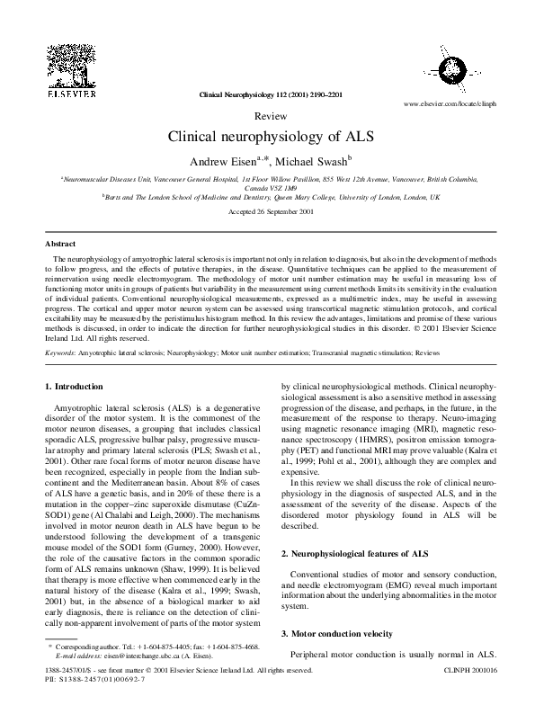 (PDF) Clinical neurophysiology of ALS
