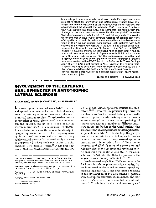 (PDF) Involvement of the external anal sphincter in amyotrophick ...