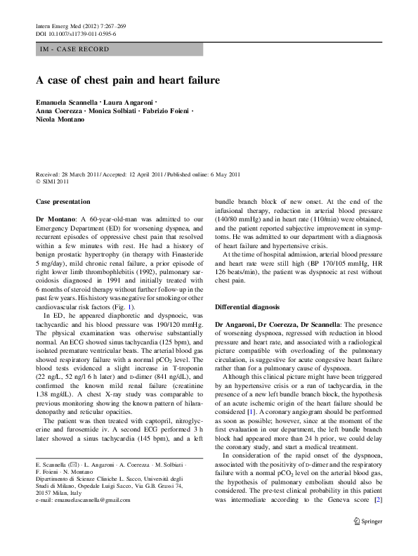 (PDF) A case of chest pain and heart failure