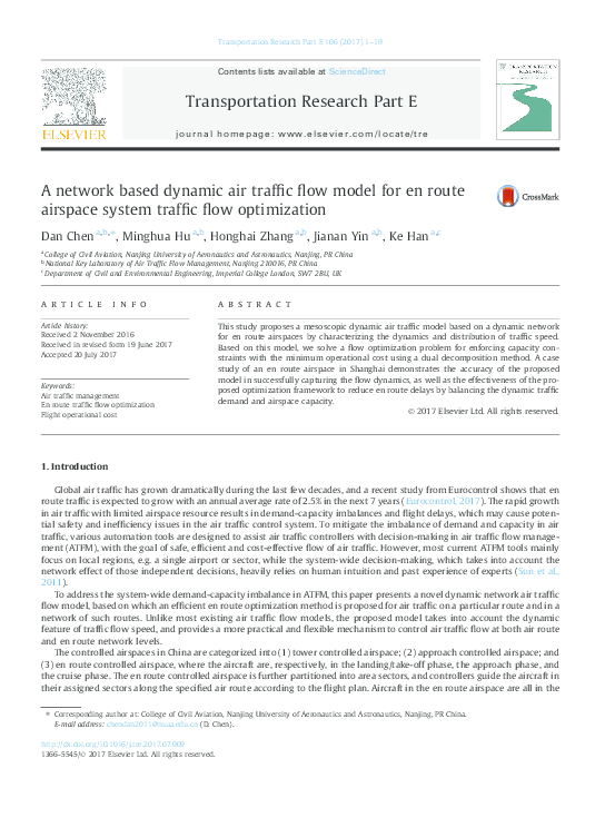 (PDF) A network based dynamic air traffic flow model for en route airspace system traffic flow ...