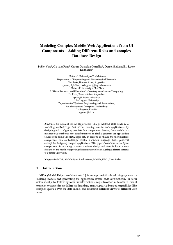 Pdf Modeling Complex Mobile Web Applications From Ui Components Adding Different Roles And