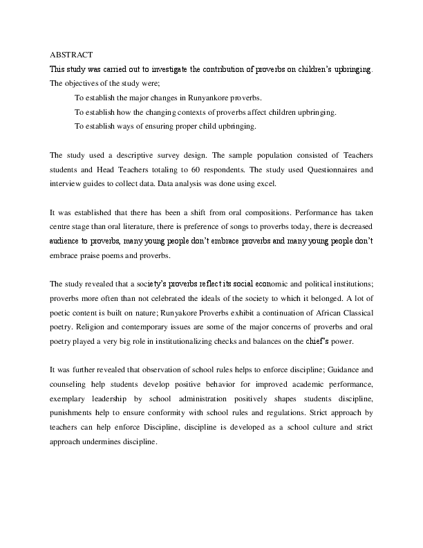 (DOC) The Role of Runyankole proverbs in communities in uganda