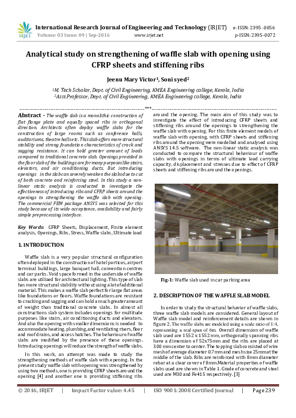 (PDF) Analytical study on strengthening of waffle slab with opening ...