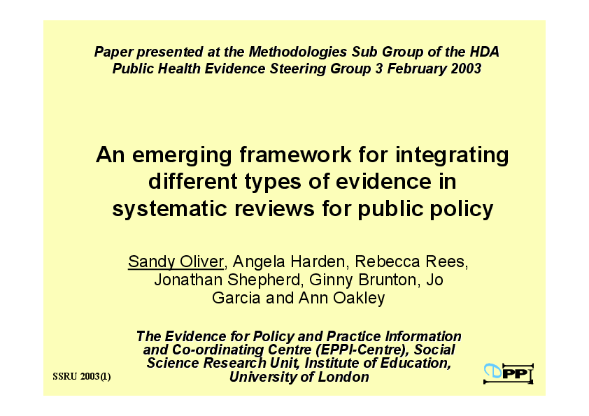 (PDF) An emerging framework for including different types of evidence ...