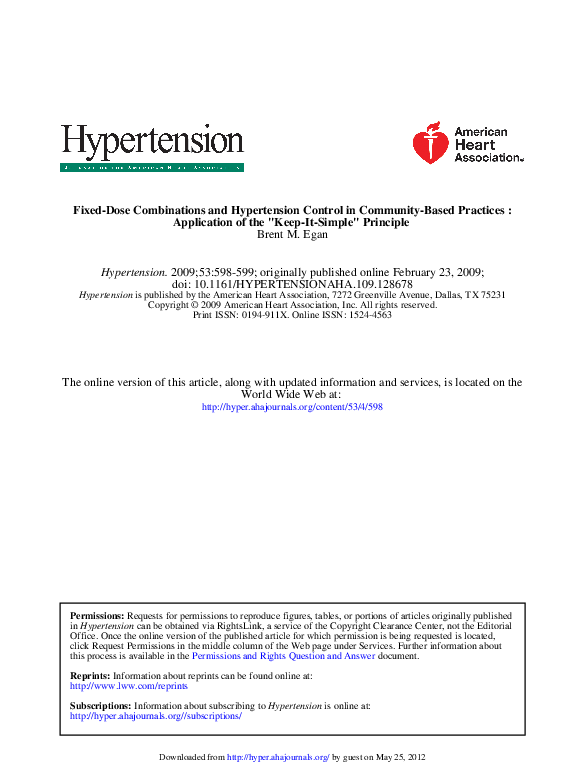 (PDF) Fixed-Dose Combinations and Hypertension Control in Community ...