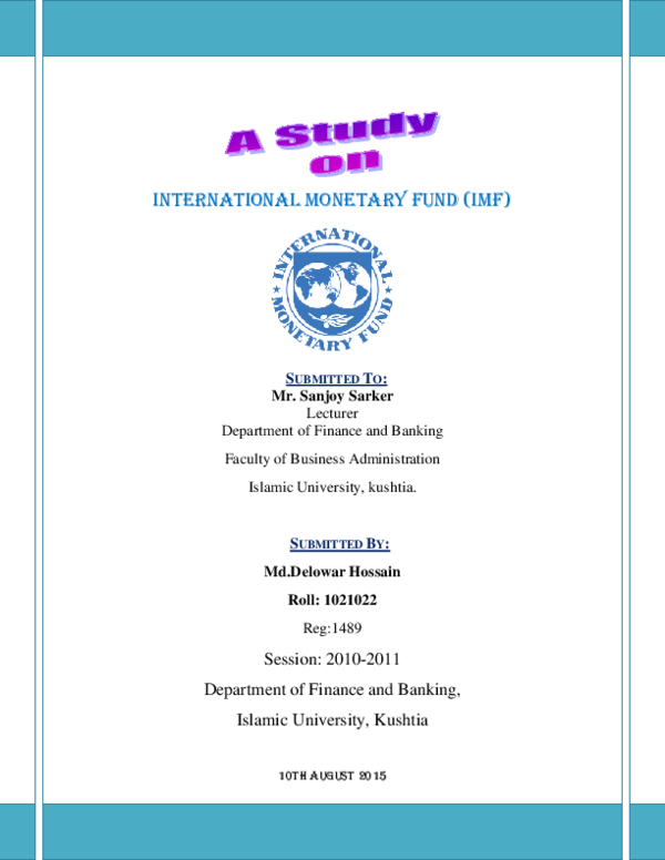 (PDF) A Study on International Monetary Fund (IMF)