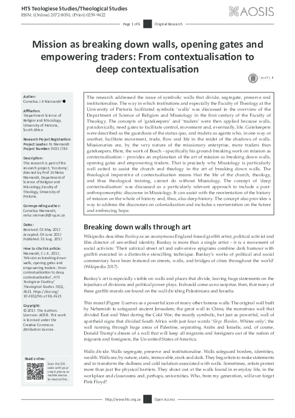 (PDF) Mission as breaking down walls, opening gates and empowering ...