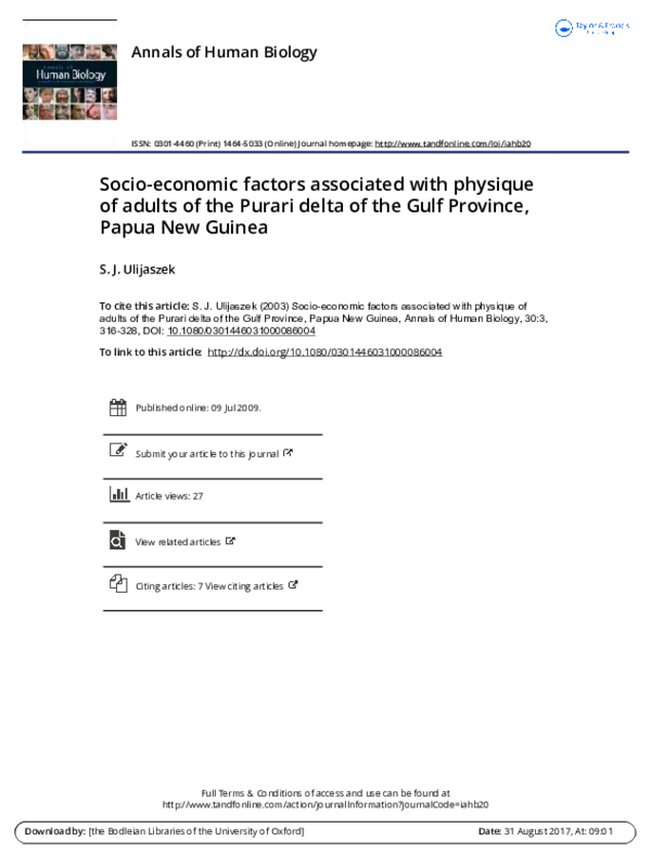 (PDF) Socio-economic factors associated with physique of adults of the ...