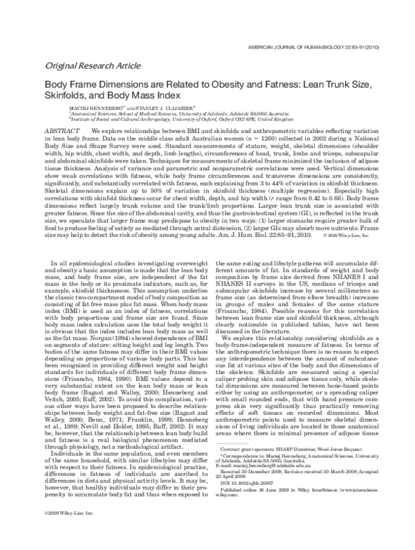 (PDF) Body frame dimensions are related to obesity and fatness: Lean ...