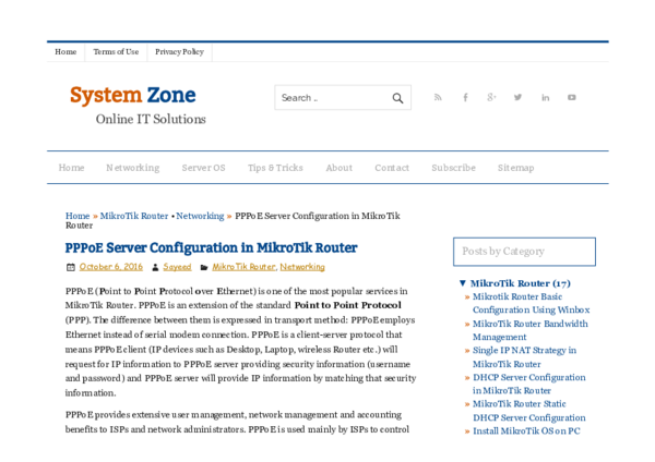 Pdf Pppo E Server Configuration In Mikro Tik Router System Zone