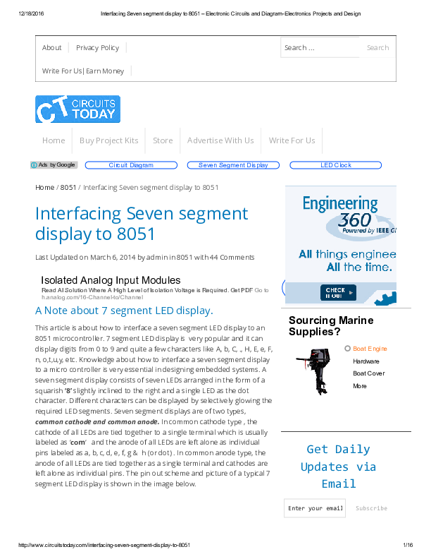 (PDF) Interfacing Seven segment display to 8051 Electronic Circuits and ...