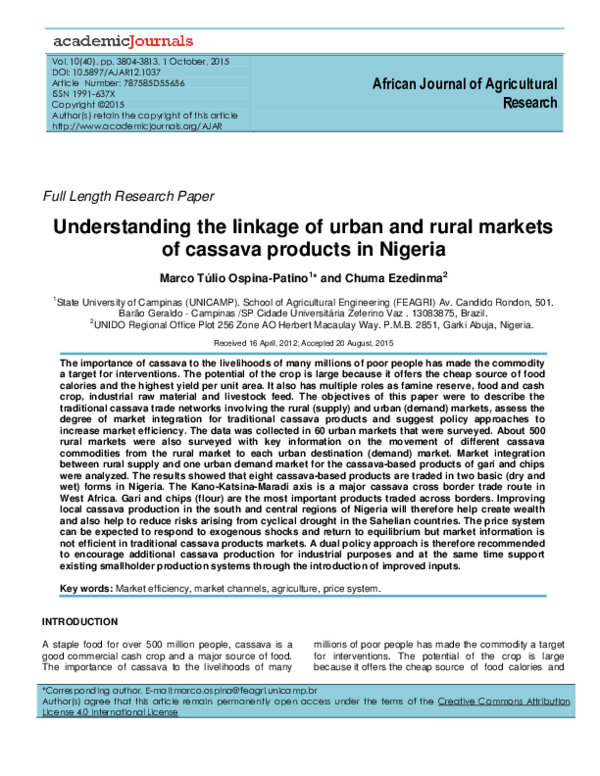 (PDF) African Journal of Agricultural Research Understanding the ...