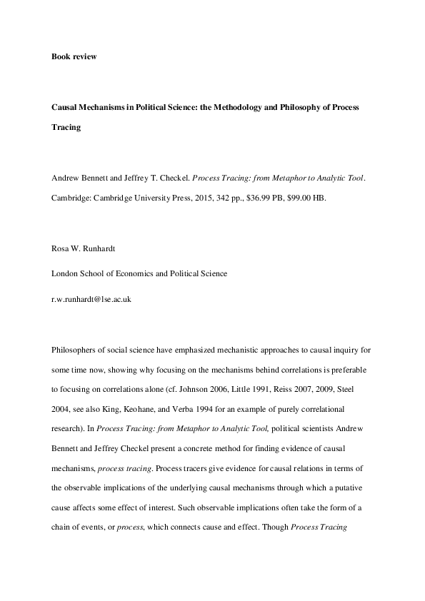 (DOC) Causal Mechanisms in Political Science: the Methodology and ...