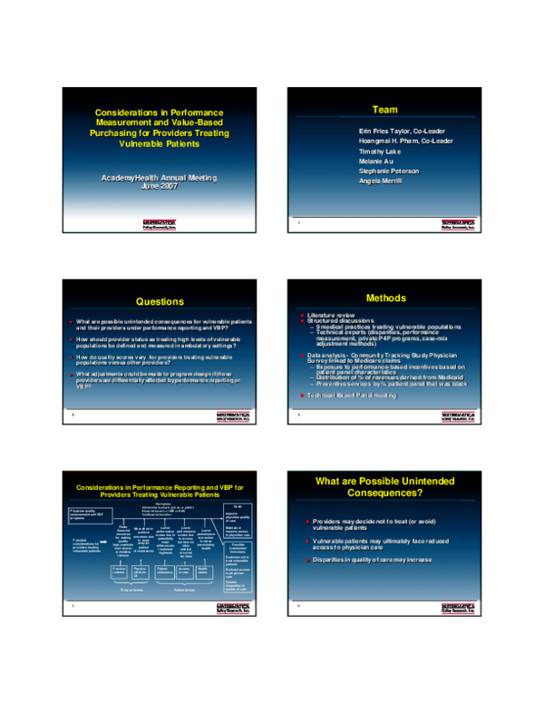 (PDF) Considerations in Performance Measurement and Value-Based ...