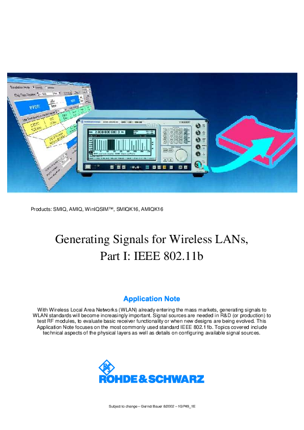 (PDF) Generating Signals for Wireless LANs, Part I: IEEE 802.11b