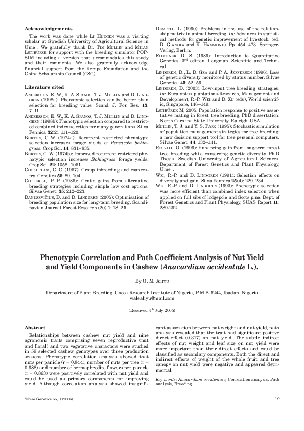 Pdf Phenotypic Correlation And Path Coefficient Analysis Of Nut Yield And Yield Components In
