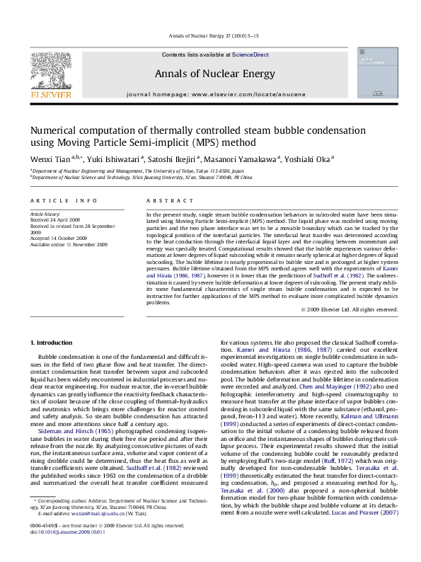 (PDF) Numerical computation of thermally controlled steam bubble condensation using Moving ...