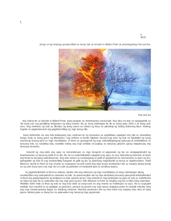 Pagsusuri Ng Tula Aralin (Ikaanim Na Linggo) Pagsusuri Sa Nilalaman