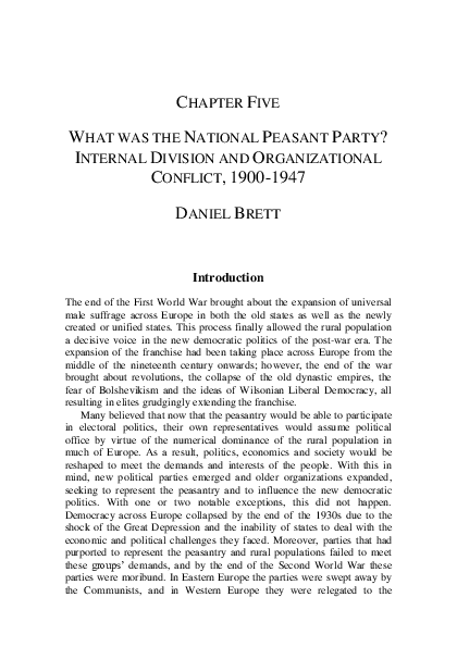 (PDF) What was the National Peasant Party? Internal division and ...