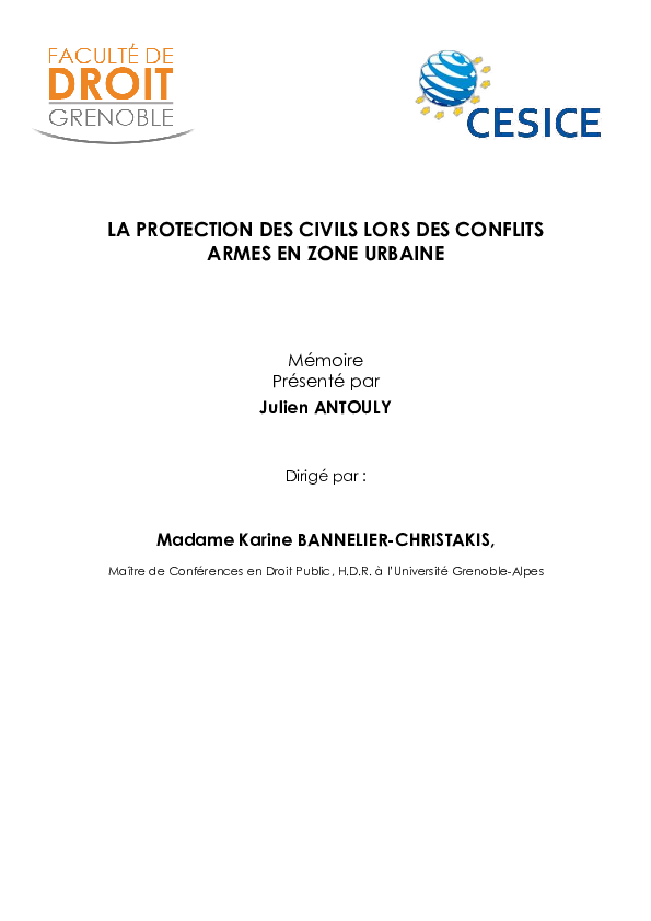 (PDF) La protection des civils lors des conflits armés en zone urbaine ...