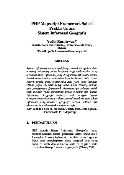 Pdf Php Mapscript Framework Solusi Praktis Untuk Sistem Informasi Geografis Yudhi Kurniawan