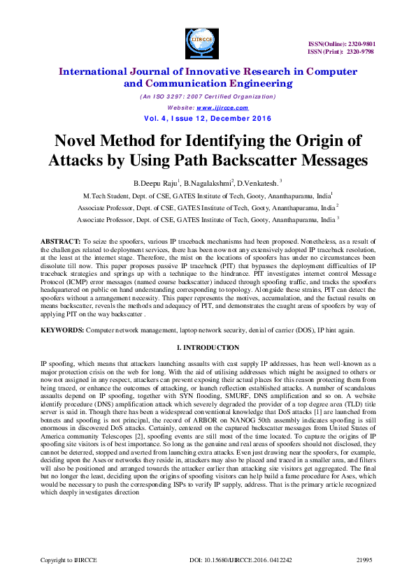 (PDF) Novel Method for Identifying the Origin of Attacks by Using Path ...
