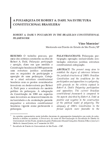 (PDF) A POLIARQUIA DE ROBERT A. DAHL NA ESTRUTURA CONSTITUCIONAL ...