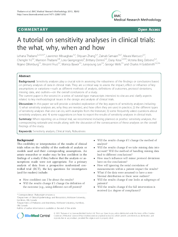 (PDF) A tutorial on sensitivity analyses in clinical trials: the what ...