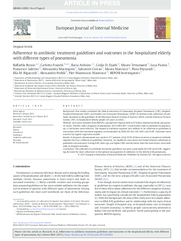 (PDF) Adherence to antibiotic treatment guidelines and outcomes in the ...