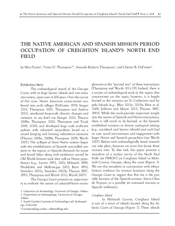 (PDF) The Native American and Spanish Mission Period Occupation of ...