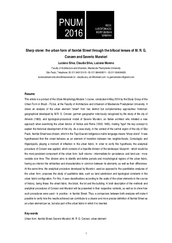 (PDF) Sharp stone: the urban form of Itambé Street through the bifocal ...