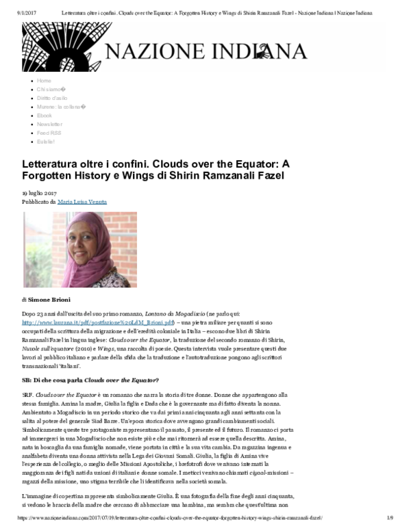 (PDF) Letteratura oltre i confini. Clouds over the Equator: A Forgotten ...