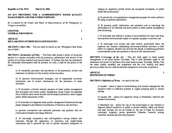 (DOC) The Philippine Clean Air Act of 1999 (Republic Act 8749 | Darlina ...