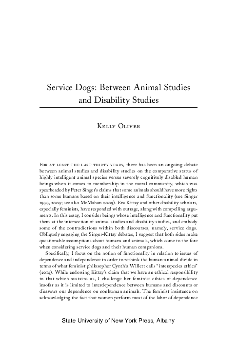 (PDF) Service Dogs: Between Animal Studies and Disability Studies