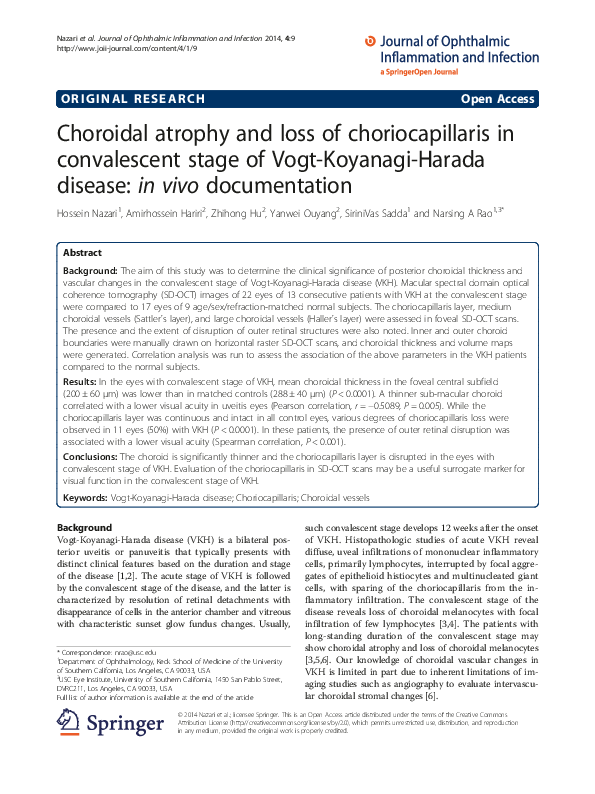 (PDF) Choroidal atrophy and loss of choriocapillaris in convalescent stage of Vogt-Koyanagi ...
