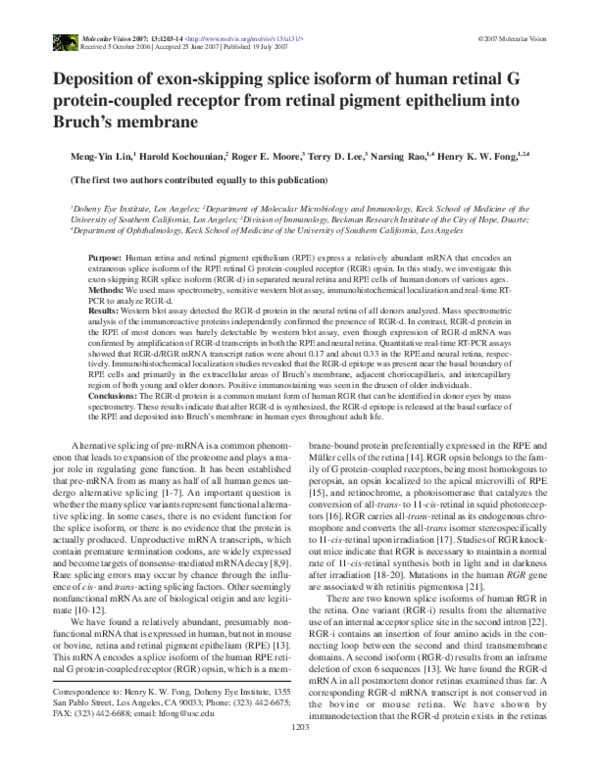 (PDF) Deposition of exon-skipping splice isoform of human retinal G ...