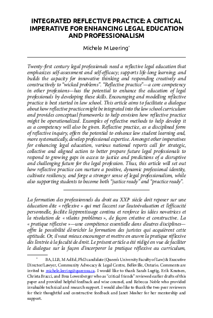 (PDF) INTEGRATED REFLECTIVE PRACTICE: A CRITICAL IMPERATIVE FOR ...